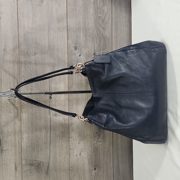 Coach | Bags | Coach Phoebe Navy Blue Pebble Leather Shoulder Bag ...